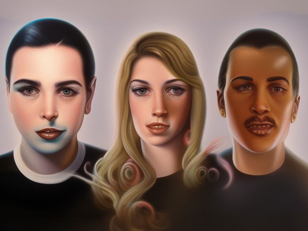 3 heads, [ closeup ]!! detailed painting 4 k | Triple Canopy